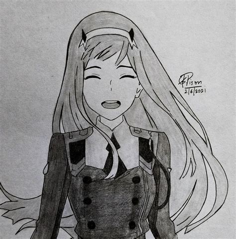 Zero Two Anime Sketch Sketches Drawings