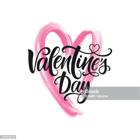 해피 발렌타인 데이 벡터 레터링 발렌타인 데이에 대한 손으로 쓴 인사말 카드 템플릿 현대 서예 손 글자 비문 격리된 타이포그래피