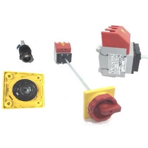 Panel Mount Disconnect Switch With 300mm Shaft And Standard Redyellow Rotary Handle Code 71