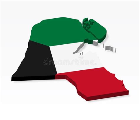 3d Kuwait Map With Flag Three Dimensional Map Of Kuwait With Shadow Stock Vector Illustration