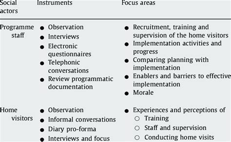 The Evaluation Instruments And Focus Areas Download Scientific Diagram