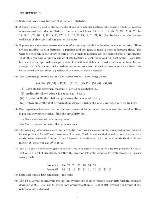 Cat Statistics Bent1 A Revision Practice Cat Statistics 1 State