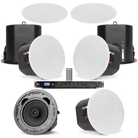 Office Sound System With 8 C8 8 Inch 70v Ceiling Mount Speakers And Rma500bt 500w Rack Mount