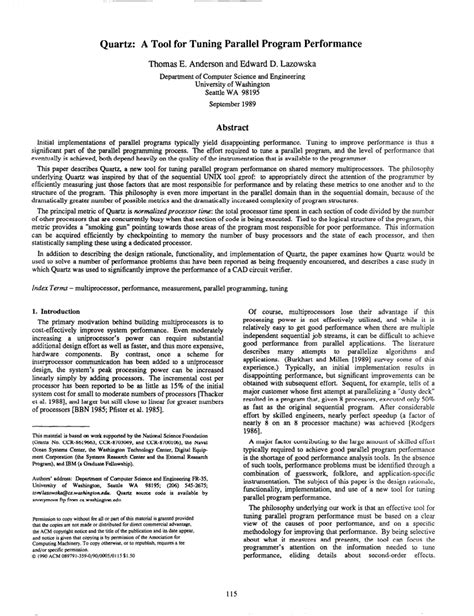 Pdf Quartz A Tool For Tuning Parallel Program Performance