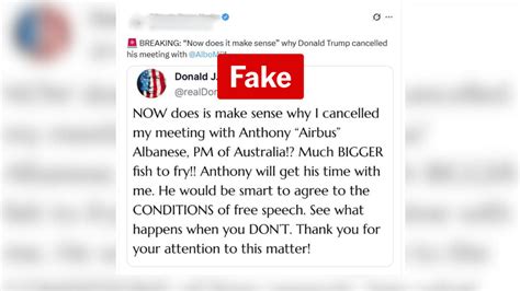 Another Fake Trump Post Mocking Albanese Fools Social Media Users Aap