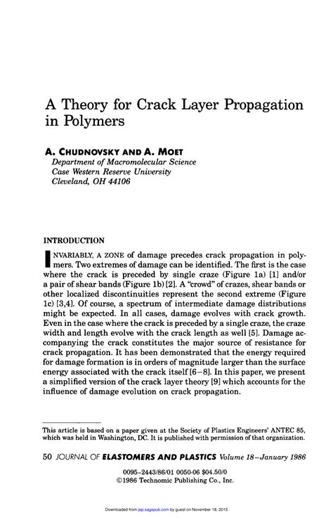 Pdf A Theory For Crack Layer Propagation In Polymers