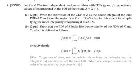 Solved Let X And Y Be Two Independent Random Variables With