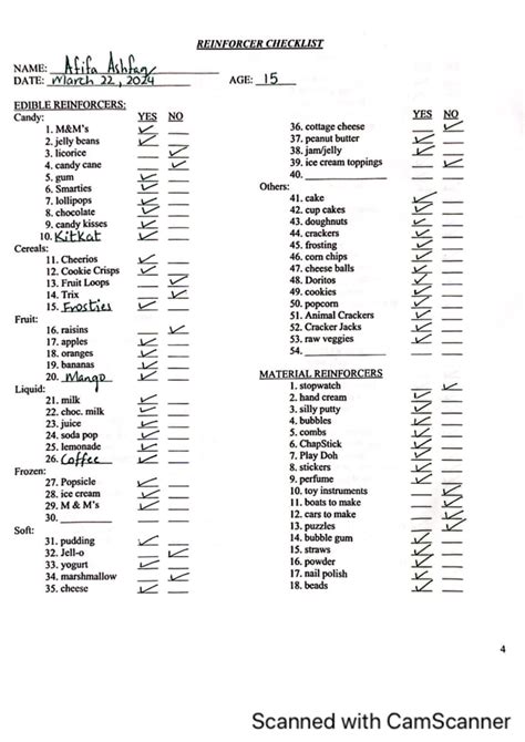 Reinforcer Inventory Lecture Note For Preference Assessment