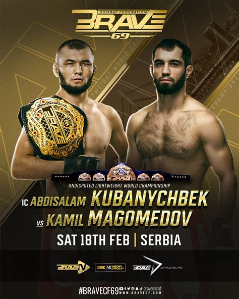 Brave Cf 69 Interim Champion Kubanychbek To Meet Magomedov In Title