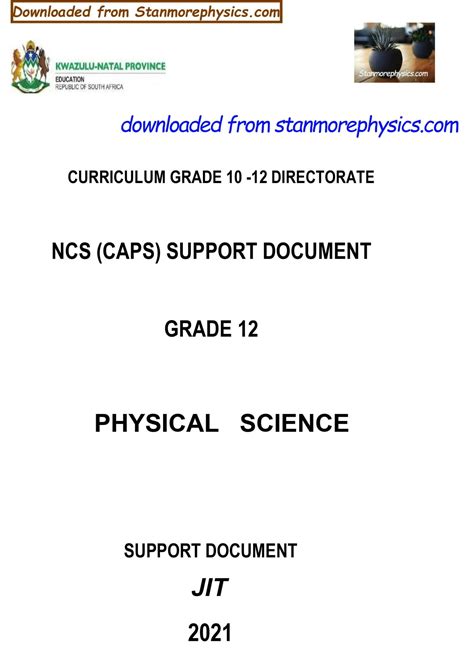 Study Notes Physical Science Grade 12 STANMORE SECONDARY