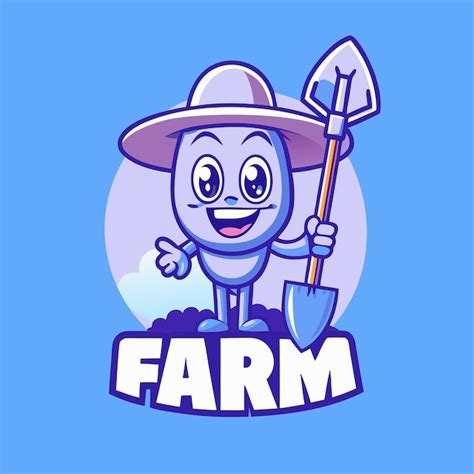 Cute And Friendly Farm Shovel Mascot Holding A Pitchfork With A Big