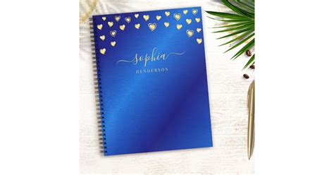 Elegant Modern Royal Blue And Gold Monogrammed Notebook Zazzle