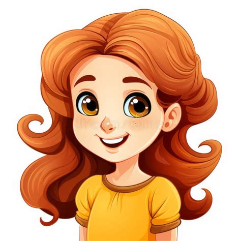 A Cartoon Girl With Long Hair And Blue Eyes Stock Illustration