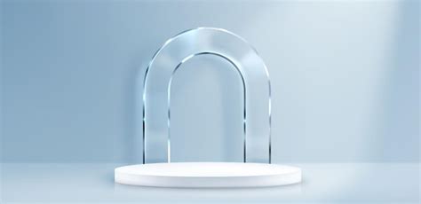 3d 럭셔리 유리 서클 포디움 디스플레이 무료 벡터