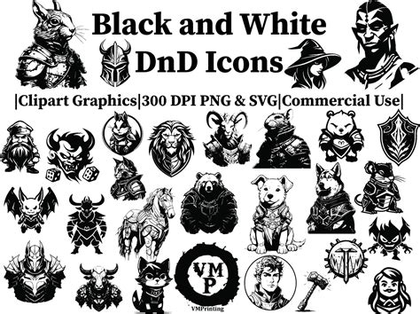 Svg And Png Set Of 225 Black And White Dungeons And Dragons Icon Bundle