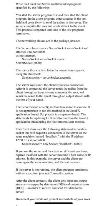 Solved Write The Client And Server Multithreaded Programs