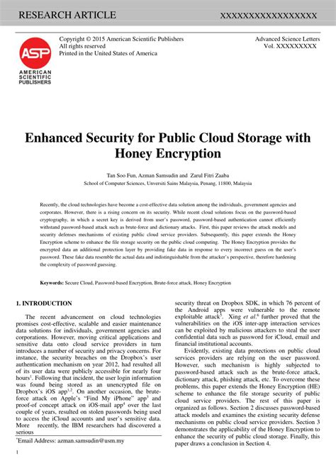 Pdf Enhanced Security For Public Cloud Storage With Honey Encryption