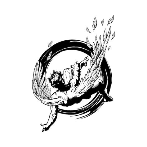 Isolated Image Icarus The Falling Angel On Vector Illustration