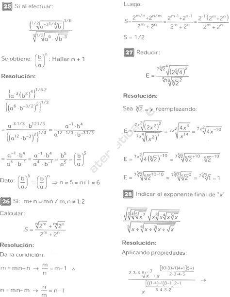 Leyes De Exponentes Problemas Resueltos Tipo Examen De Admision A La