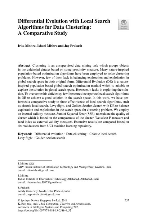 Pdf Differential Evolution With Local Search Algorithms For Data
