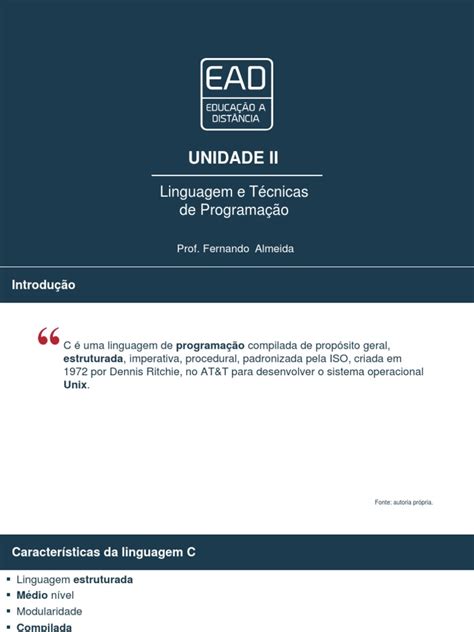 Linguagem E TÉcnica De ProgramaÇÃo Slides De Aula Unidade Ii Pdf