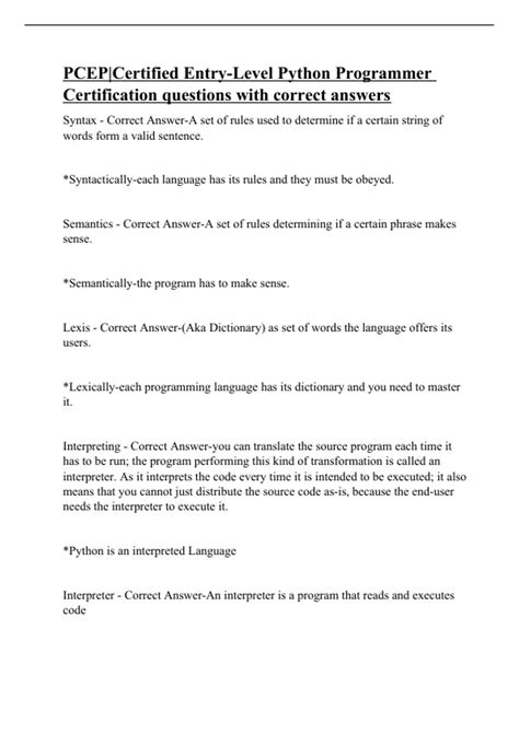 Pcepcertified Entry Level Python Programmer Certification Questions