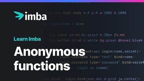 Anonymous Functions Learn Imba Tutorial Youtube