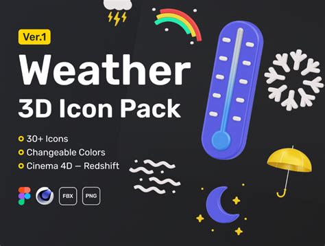 天气 3D 立体插画图标icon集Weather 3D Icon Set 安鱼设计资源丨优质平面设计资源共享站
