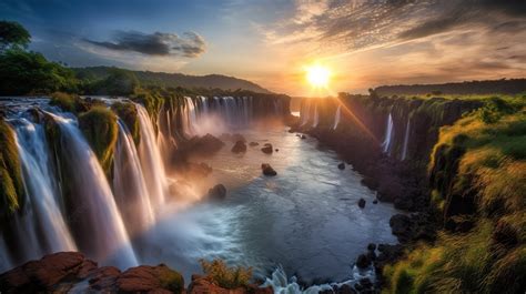 이구아수 폭포 근처의 일몰 이미지 세상에서 가장 아름다운 사진 아름다운 파워포인트 여행하다 배경 일러스트 및 사진 무료 다운로드 Pngtree