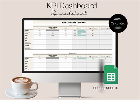 KPI Dashboard KPI Tracker Google Sheets Key Performace Indicators Business Wealth Tracker