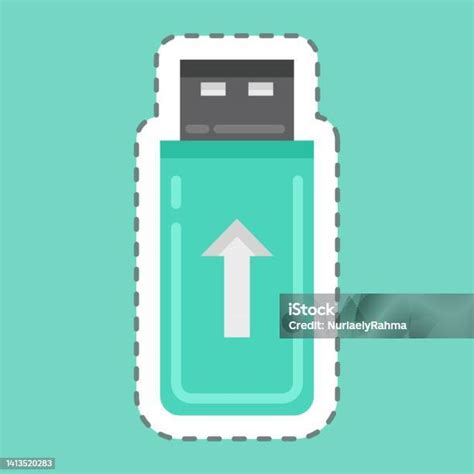 Sticker Line Cut Flashdisk Suitable For Computer Components Symbol Simple Design Editable Design