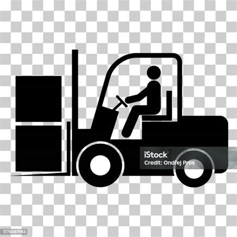 지게차 운송 아이콘 산업 차량 기계 기호 포크 트럭 창고 벡터 일러스트 레이 션 지게차에 대한 스톡 벡터 아트 및 기타 이미지