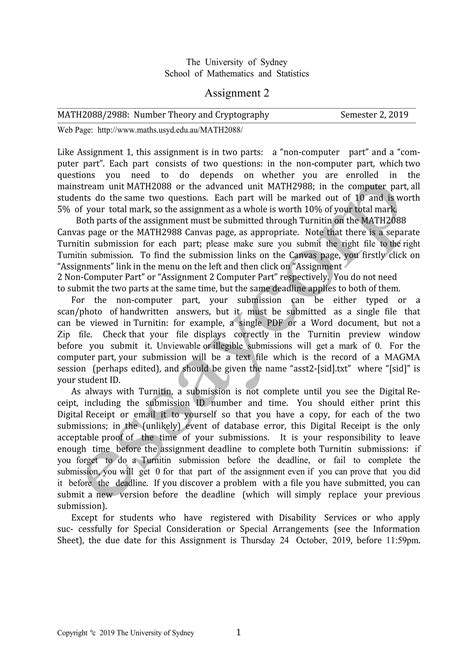 MATH Number Theory And Cryptography Assignments PDF