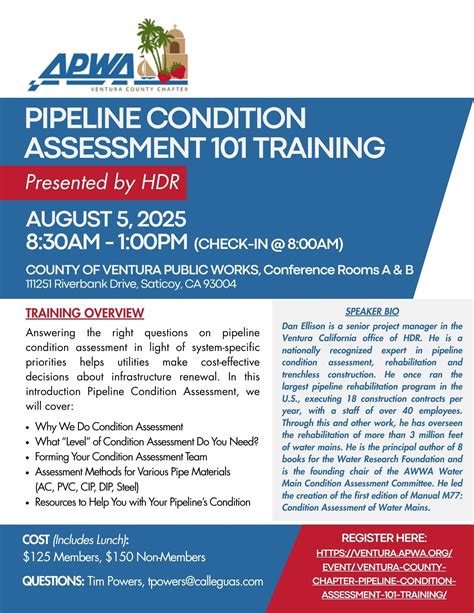 Ventura County Chapter Pipeline Condition Assessment 101 Training Apwa Ventura County Chapter