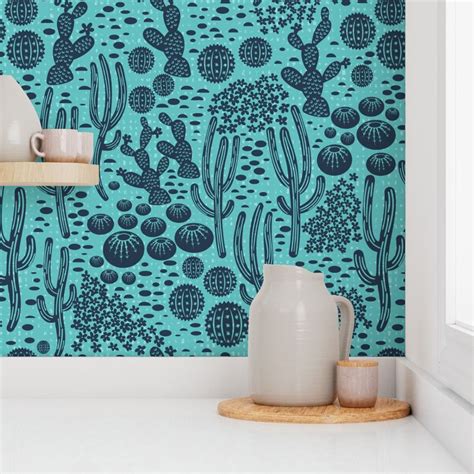 Medium Scale Mid Century Modern Linocut Wallpaper Spoonflower