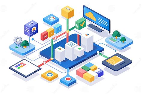 A Vibrant Isometric Illustration Showcasing A Customizable Sitemap Setup Integrating Various