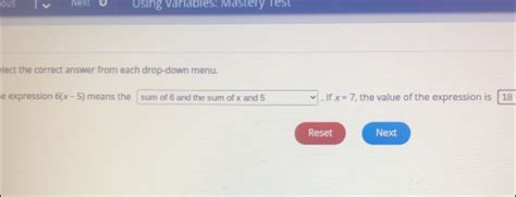 Solved Aiis Vexr Using Variables Mastery Rest Lect The Correct Answer From Each Drop Down Menu