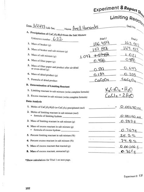 Post Lab 8 Limiting Reactant Pdf