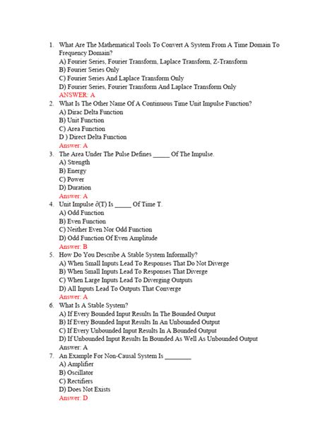 Model Exit Exam Signal And System Part One 1 Download Free Pdf Fourier Transform Fourier