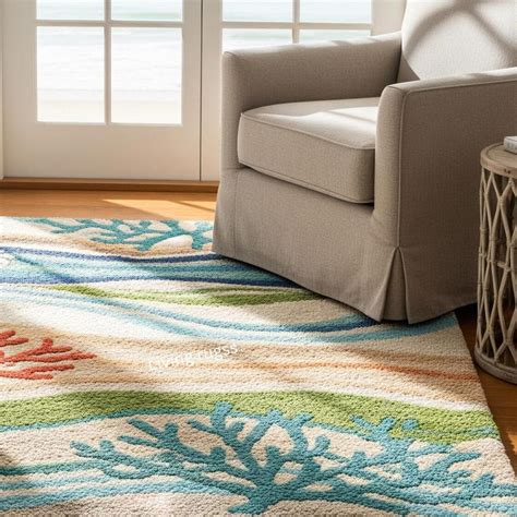 Coastal Living Rug Ocean Waves Coral Reef Area Seashell And Beach