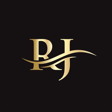 비즈니스 및 회사 정체성을 위한 Swoosh 편지 Rj 로고 디자인 프리미엄 벡터