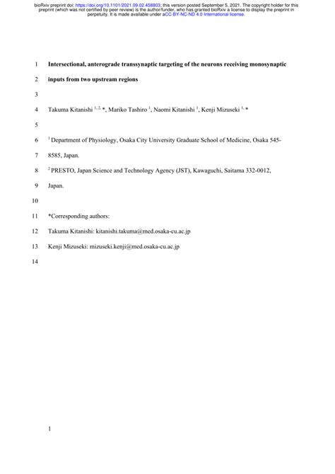 Pdf Intersectional Anterograde Transsynaptic Targeting Of The Neurons Receiving Monosynaptic