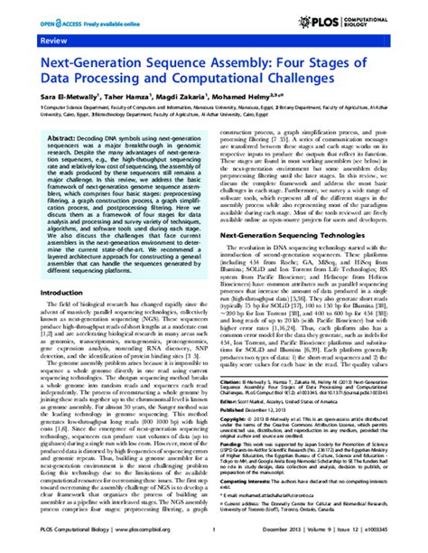 pdf next generation sequence assembly four stages of data processing and computational challenges