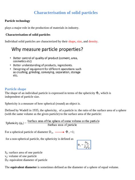 Lec 1 2 Particulate Solids Pdf Sphere Particle