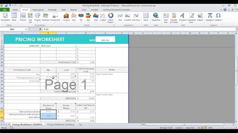 Pricing Model Template In Excel