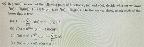 solved q2 6 points for each of the following pairs of