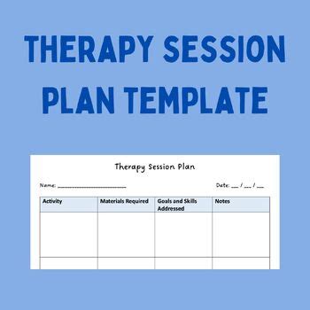 Therapy Session Plan Template Fillable Pdf By Elise Ot Tpt