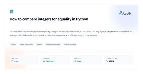 How To Compare Integers For Equality In Python Labex