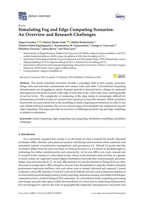 pdf simulating fog and edge computing scenarios an overview and research challenges