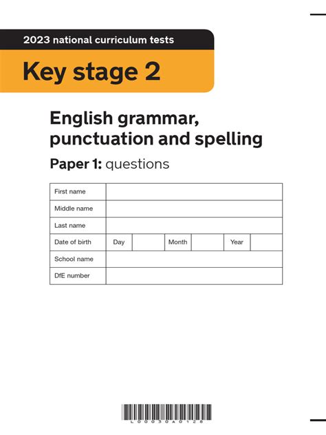 2023 Key Stage 2 English Grammar Punctuation And Spelling Paper 1 Questions Pdf Question